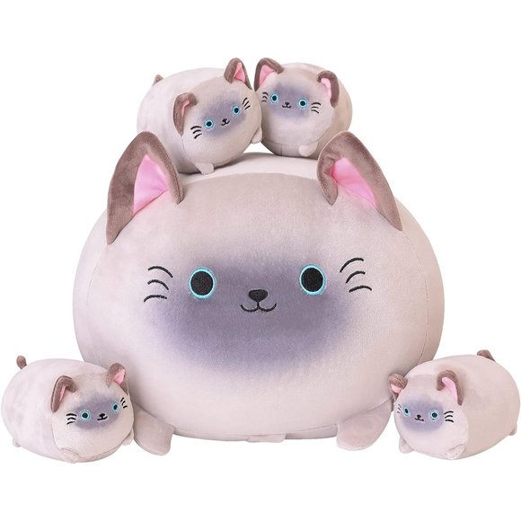 Toys | Kids Cute Siamese Cat Mommy With 4 Squishy Kitties In Her Tummy ...